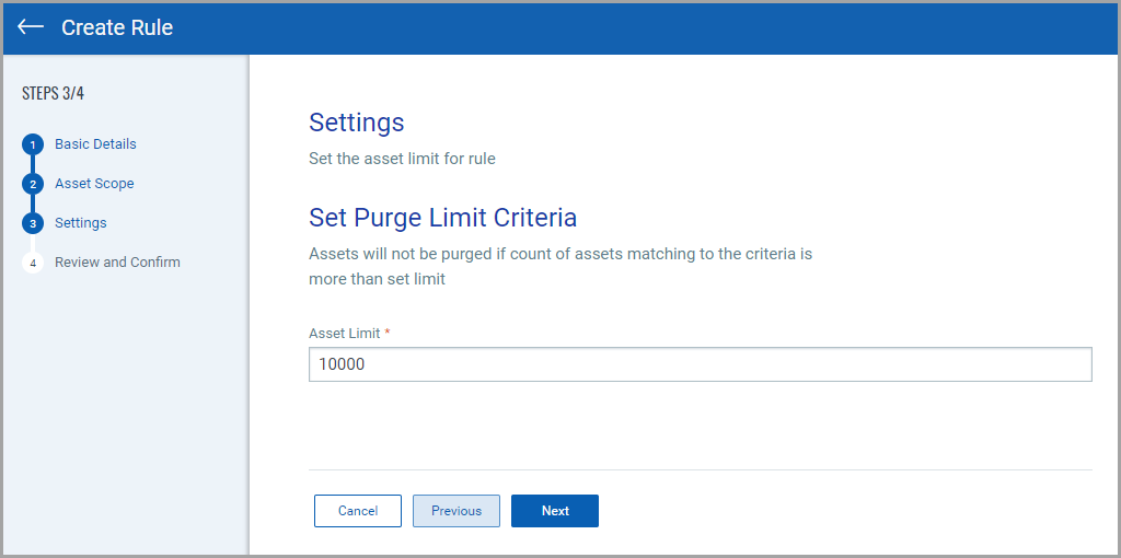 Create Asset Purge Rules